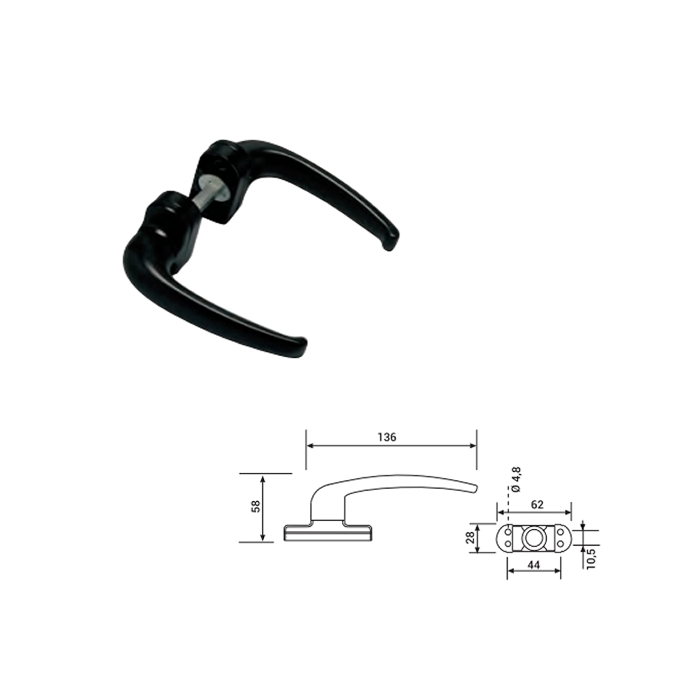 MANETA ALUMINIO ESCUDO OVALADO